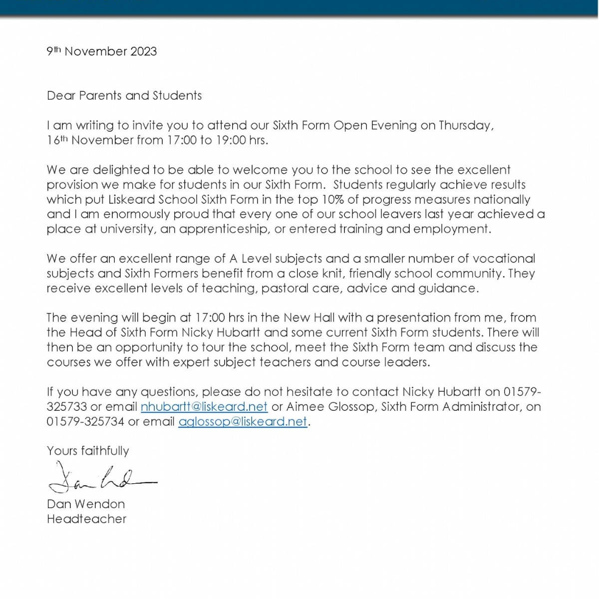 Liskeard School & Community College - Headteacher letter to Y11 Parents ...
